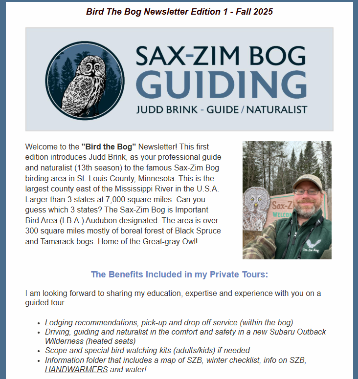Sax Zim Bog Guiding